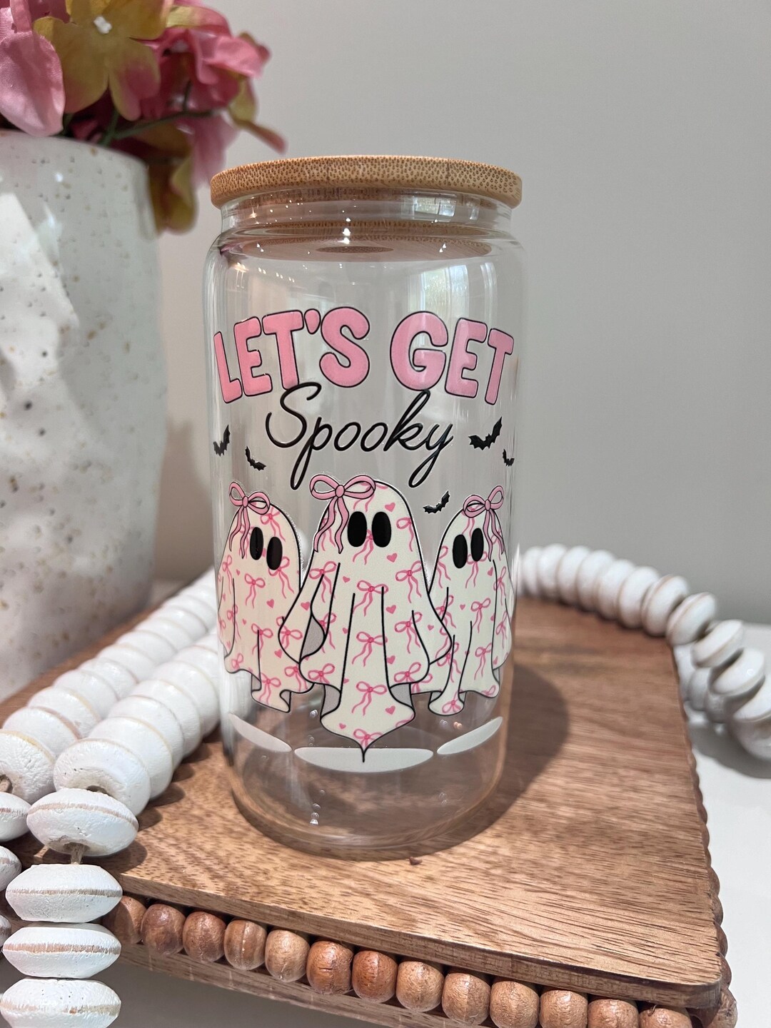Spooky Glass Can | Let’s Get Spooky Cup | Halloween Ghost | Gift for ...