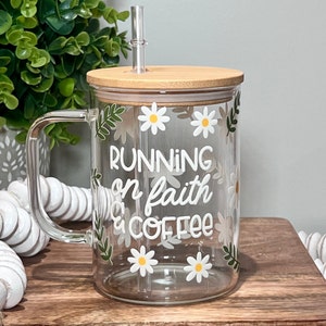 Coffee and Faith Glass Mug | Iced Coffee Cup | Jesus Cup | Christian ...