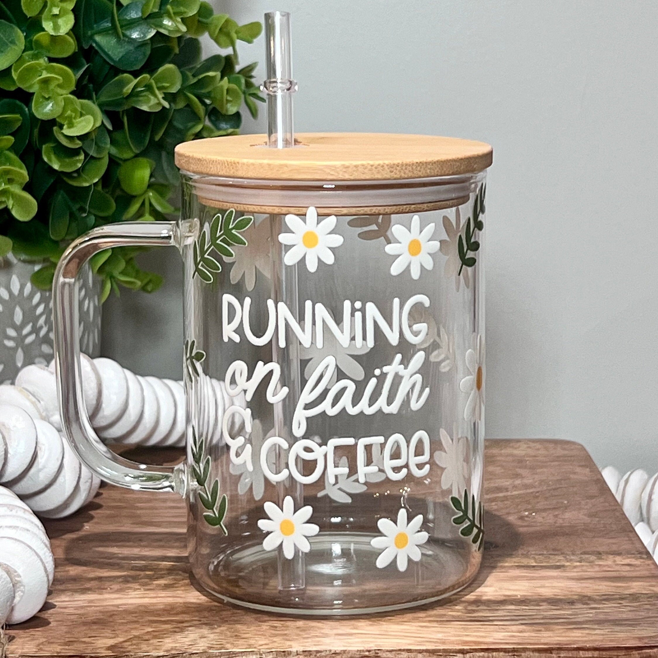 Coffee and Faith Glass Mug | Iced Coffee Cup | Jesus Cup | Christian ...