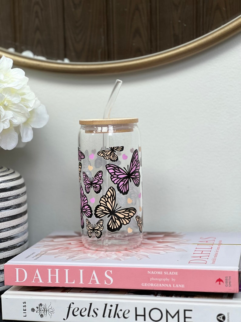 Butterfly Glass Cup | 16oz Glass Beer Can | Butterfly Beer Can Glass ...
