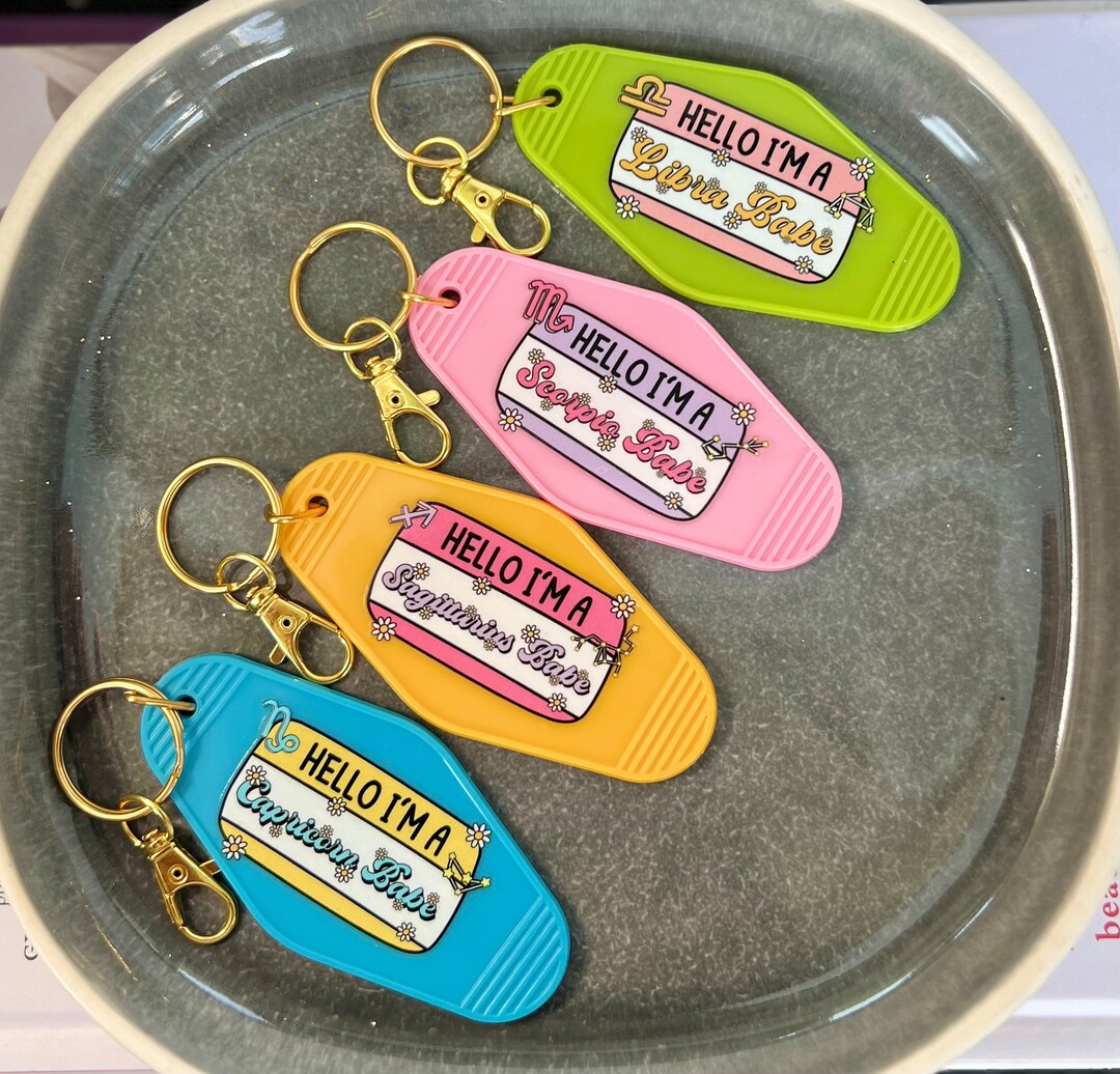 Retro Motel Keychain | Zodiac Sign Keychain | Custom Keychain | Zodiac ...