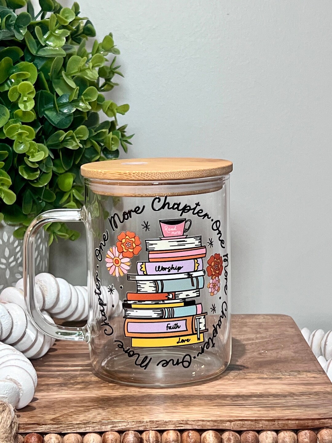 One More Chapter Glass Mug | Christian Coffee Mug | Iced Coffee Cup ...