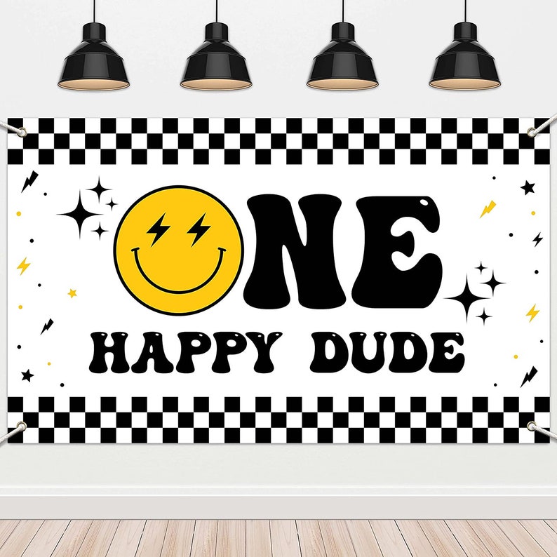 One Happy Dude 1st Birthday Backdrop Boy Party Decorations - Etsy