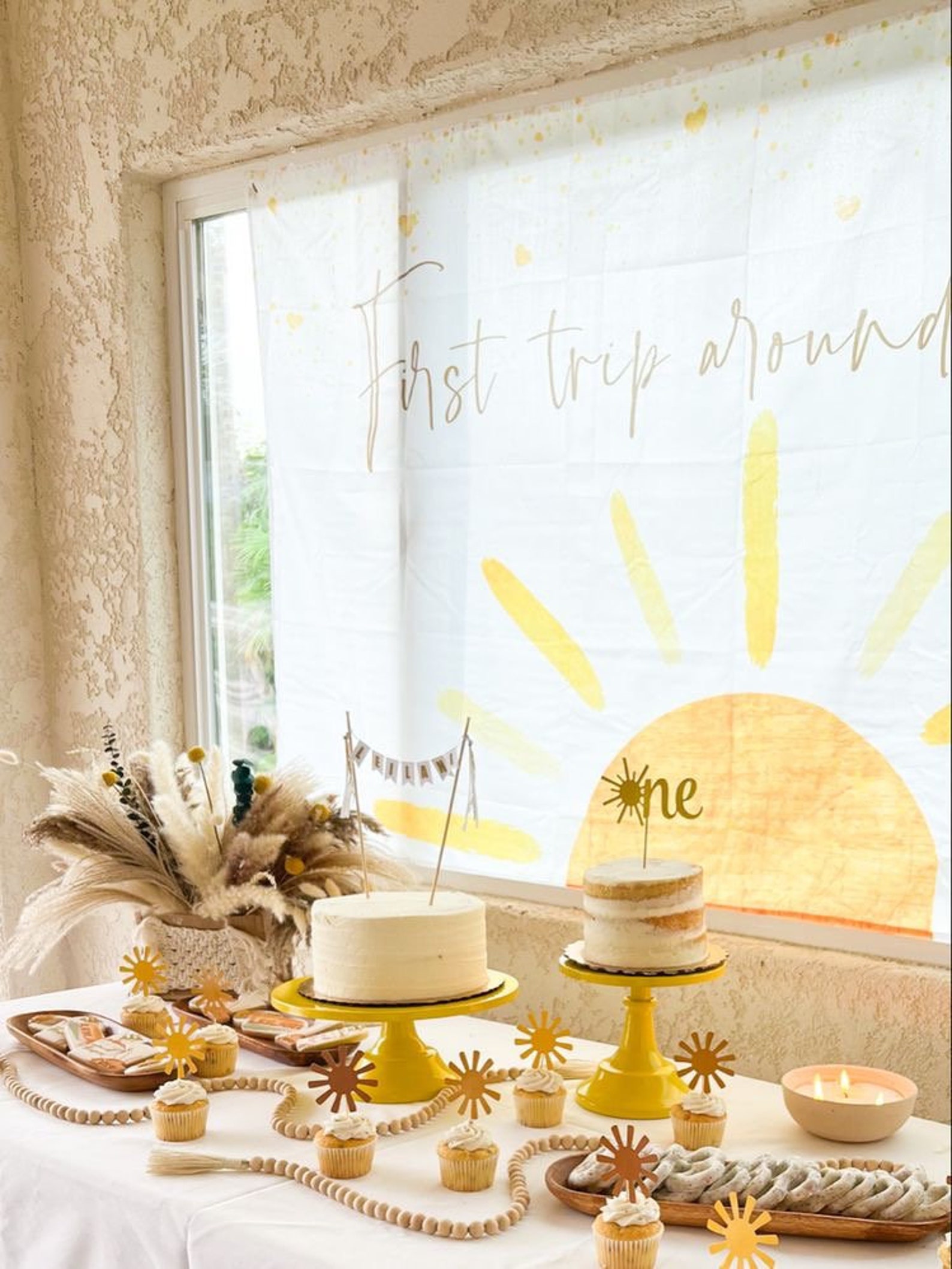 Boho Sun 1st Birthday Backdrop: Muted Sunrise Theme (6x4ft) - Etsy