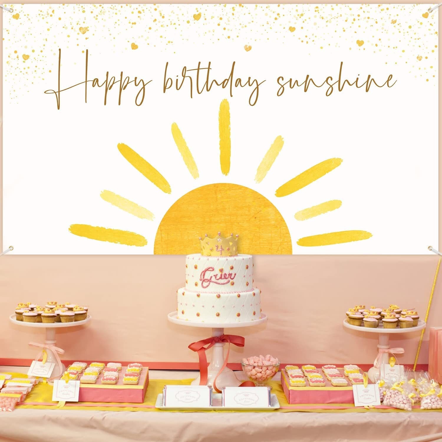 Boho Happy Birthday Sunshine Backdrop Banner- Sun Theme Wall Decor With ...
