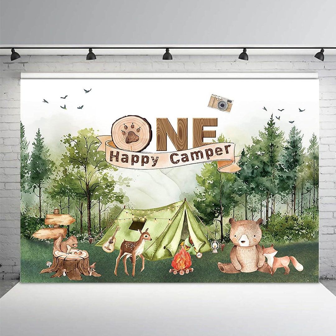 One Happy Camper 1st Birthday Backdrop: Forest Camping Theme (6x4ft) - Etsy
