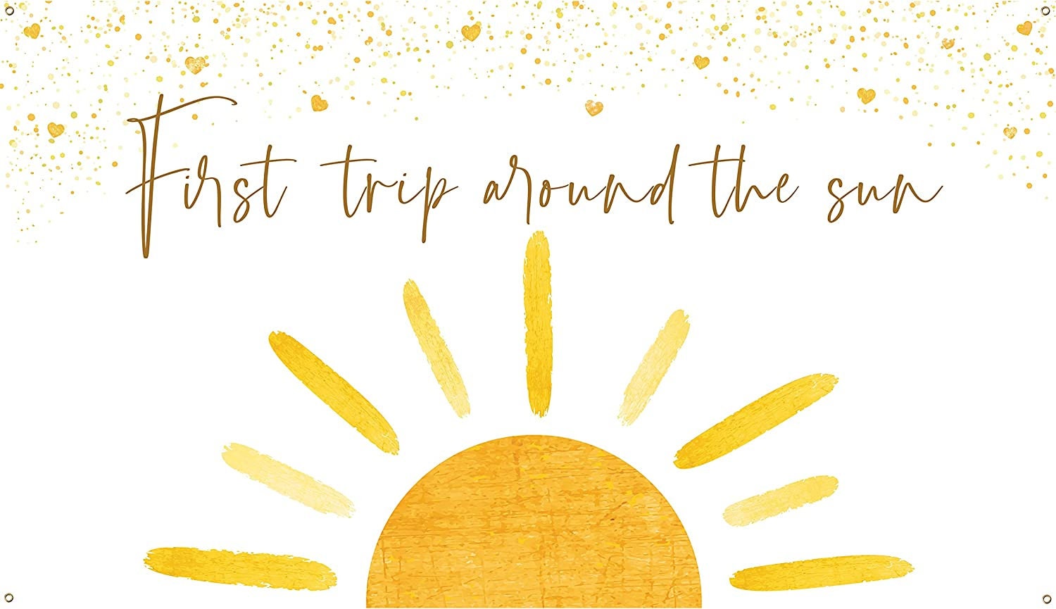 Boho First Trip Around the Sun Backdrop: Muted Sunrise Party Decor ...
