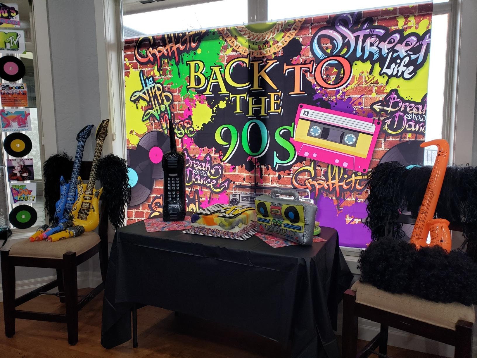 Retro Radio 90's Backdrop- Hip Hop Graffiti Brick Wall, 90's Themed ...