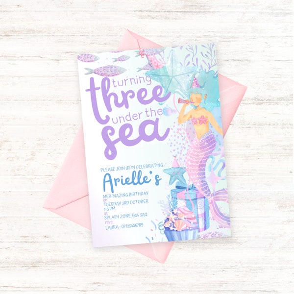 Under the Sea Turning 3 Birthday Invitation - Etsy