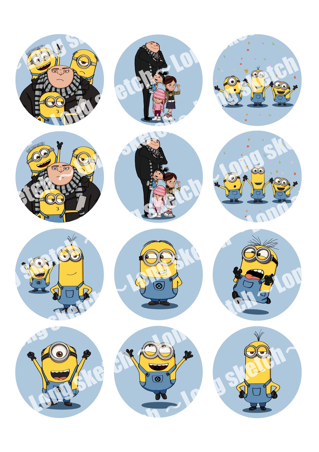 Minion Birthday Cupcake Toppers ,centrepiece,cake Topper| Digital ...