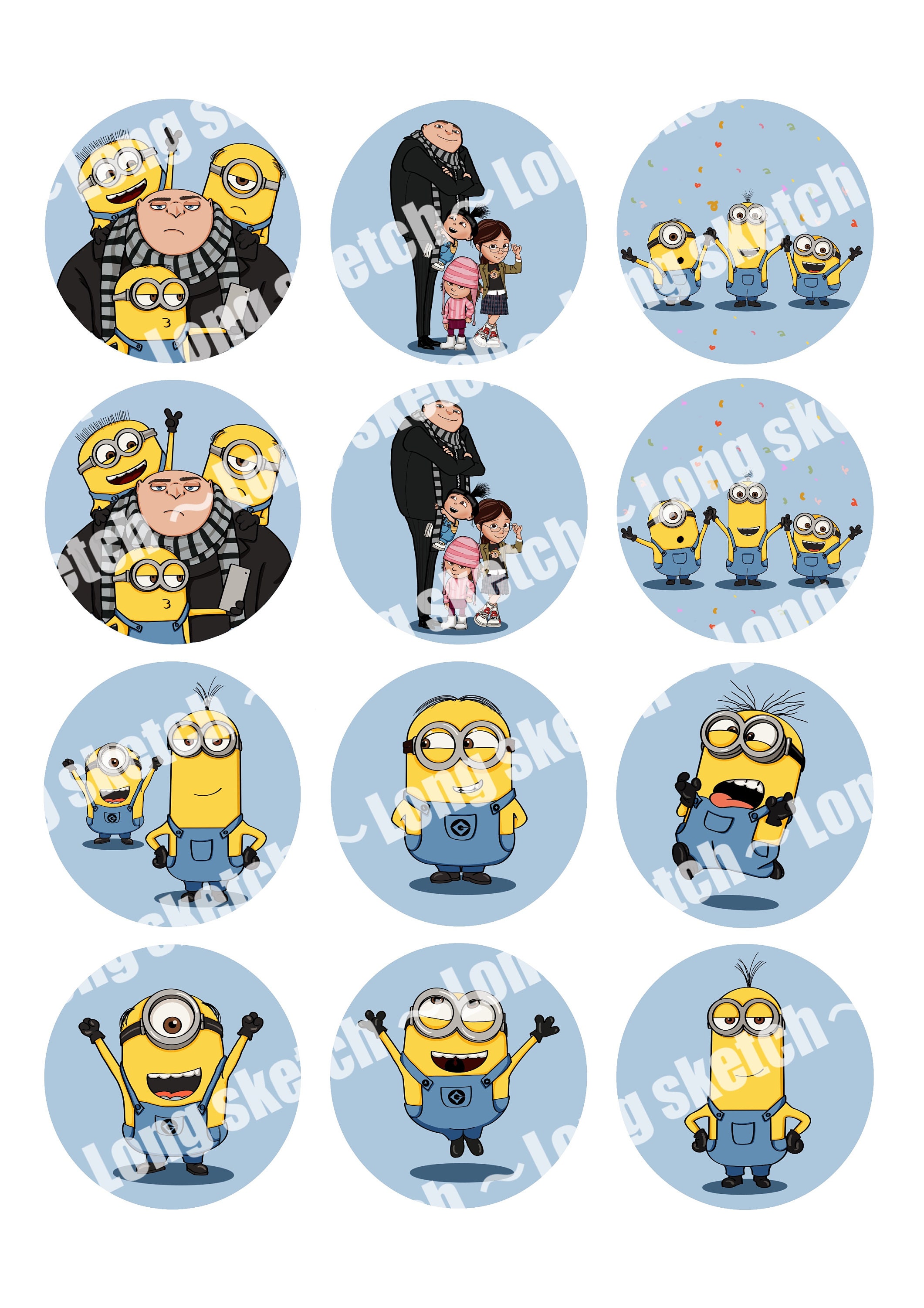 Minion Birthday Cupcake Toppers ,centrepiece,cake Topper| Digital ...