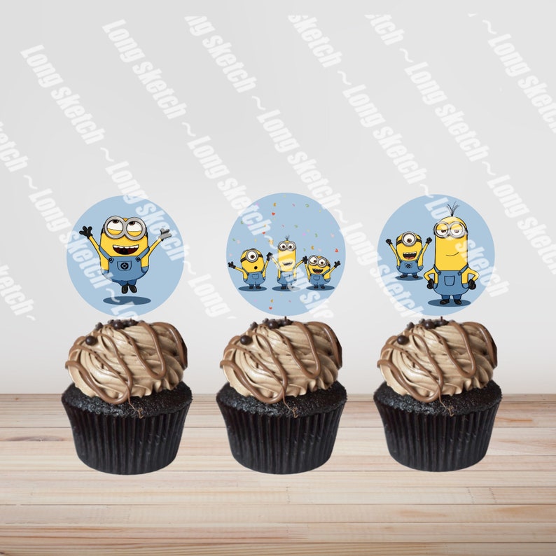 Minion Birthday Cupcake Toppers ,centrepiece,cake Topper| Digital ...