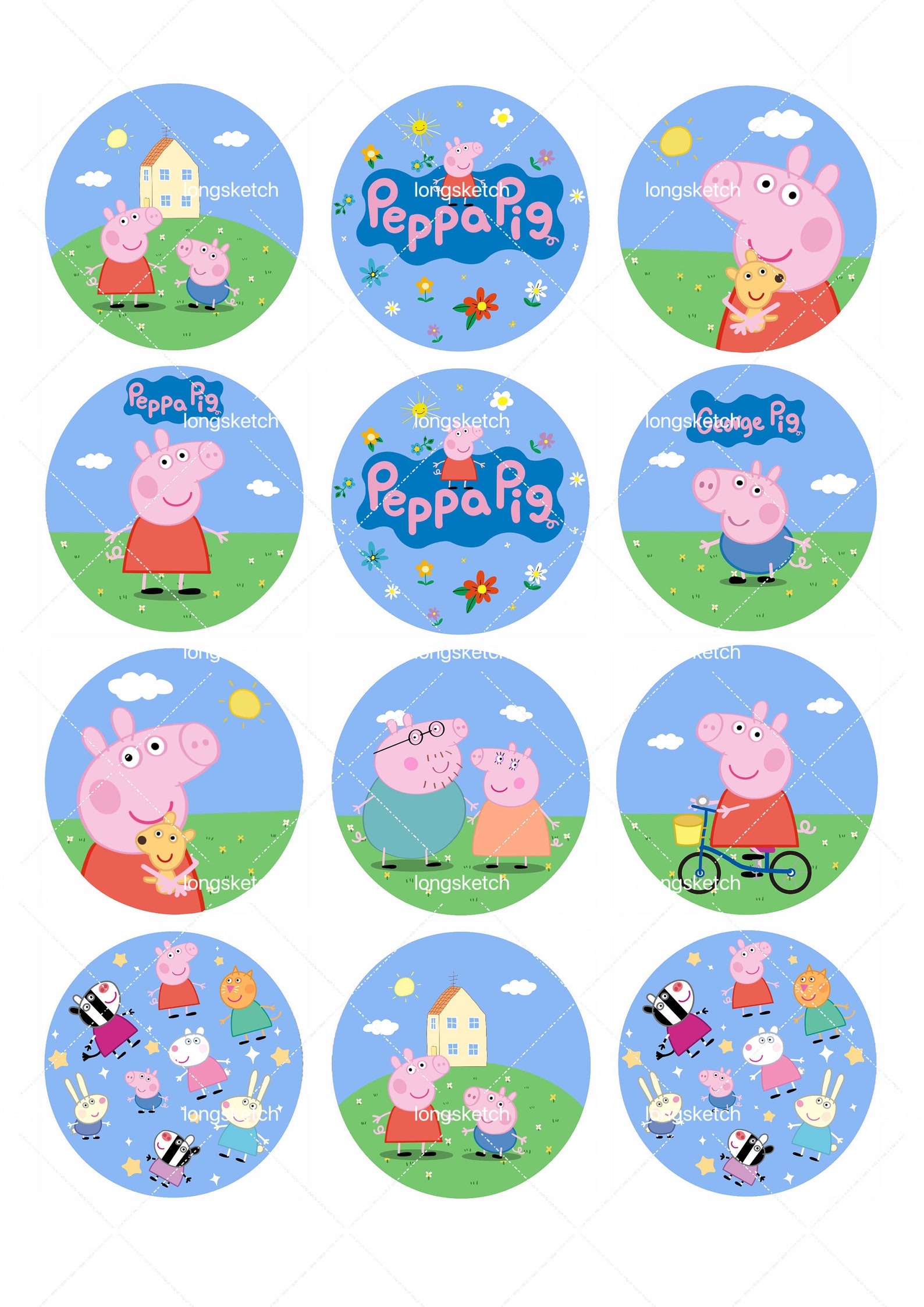 Peppa Pig Birthday Cupcake Toppers centrepiececake Topper - Etsy Canada