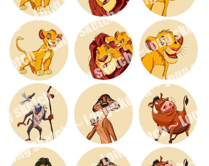 Lion King Cupcake Toppers, Digital Download, Timon and Pumbaa Cupcake ...