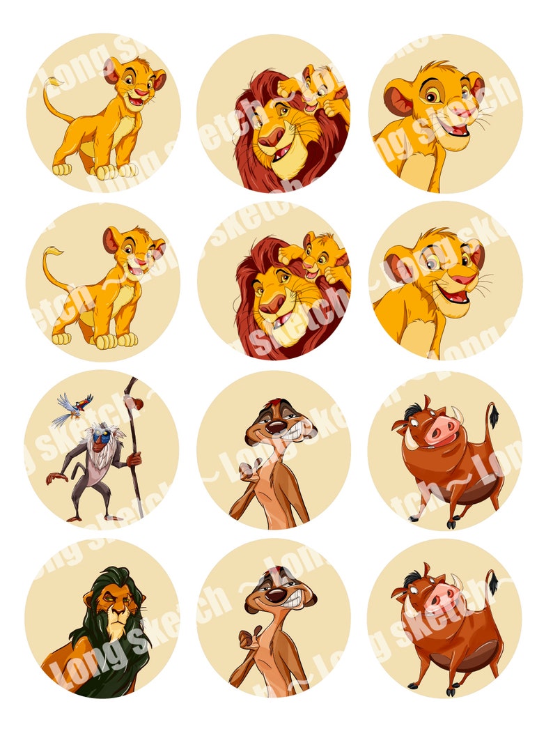 Lion King Birthday Cupcake Toppers ,centrepiece,cake Topper| Digital ...