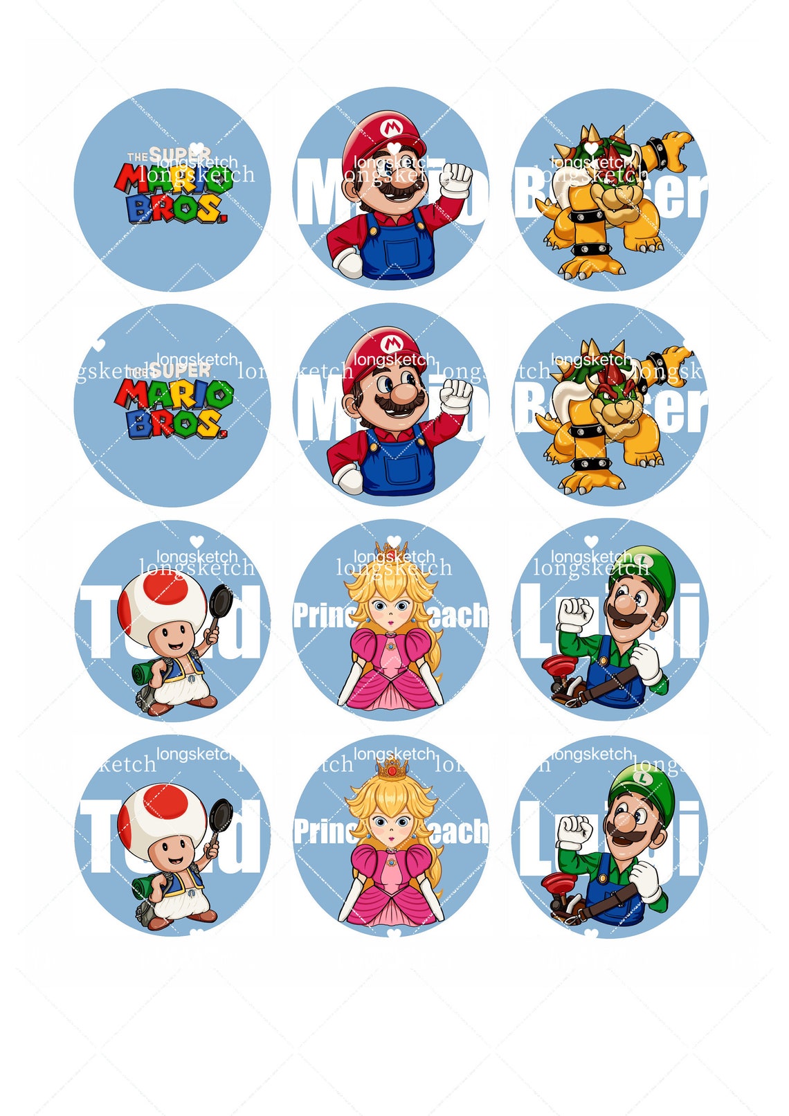 Super Mario Cupcake Toppers Cupcake Toppers Digital - Etsy