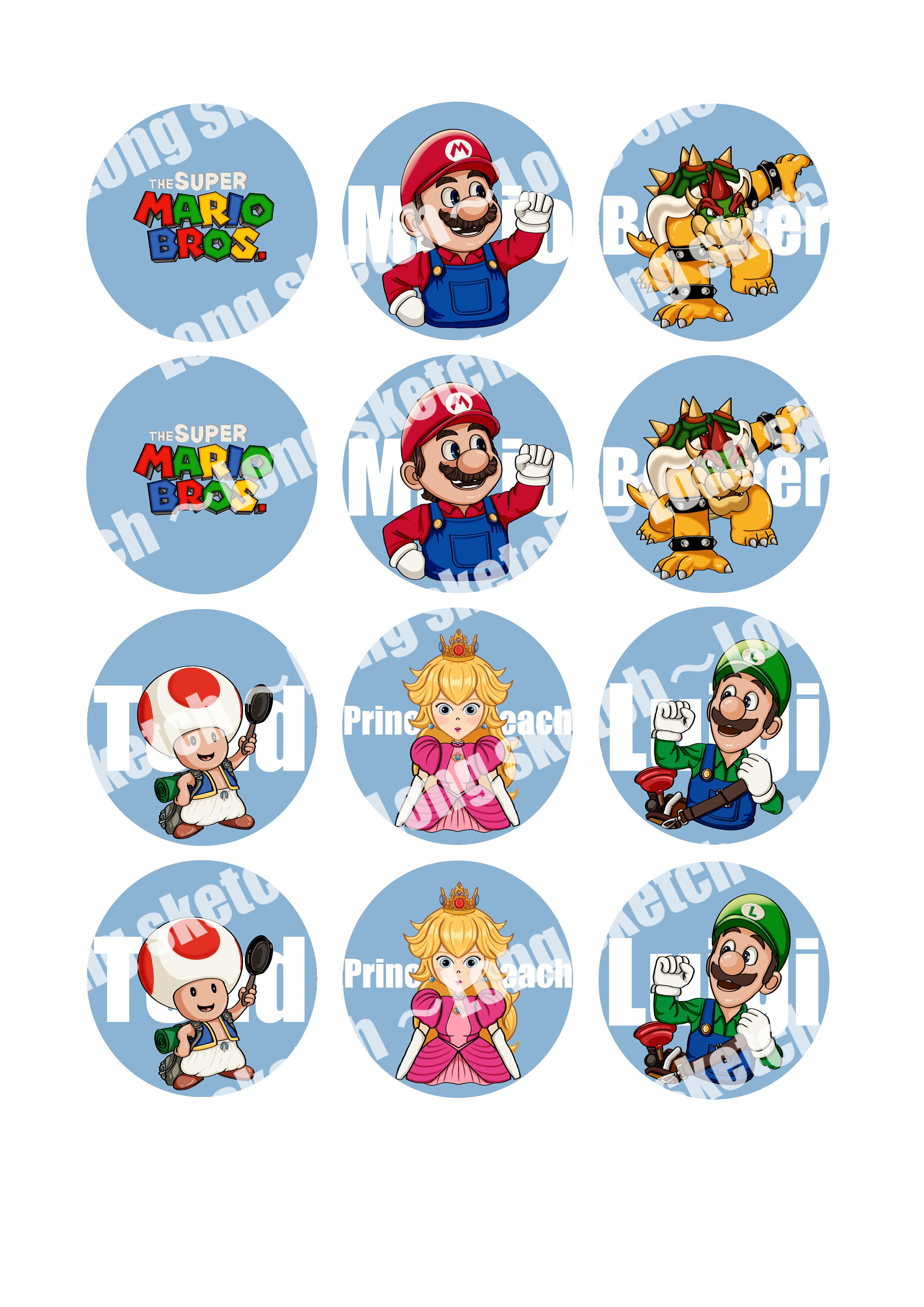 Super Mario Cupcake Toppers | Cupcake Toppers | Digital | Template ...
