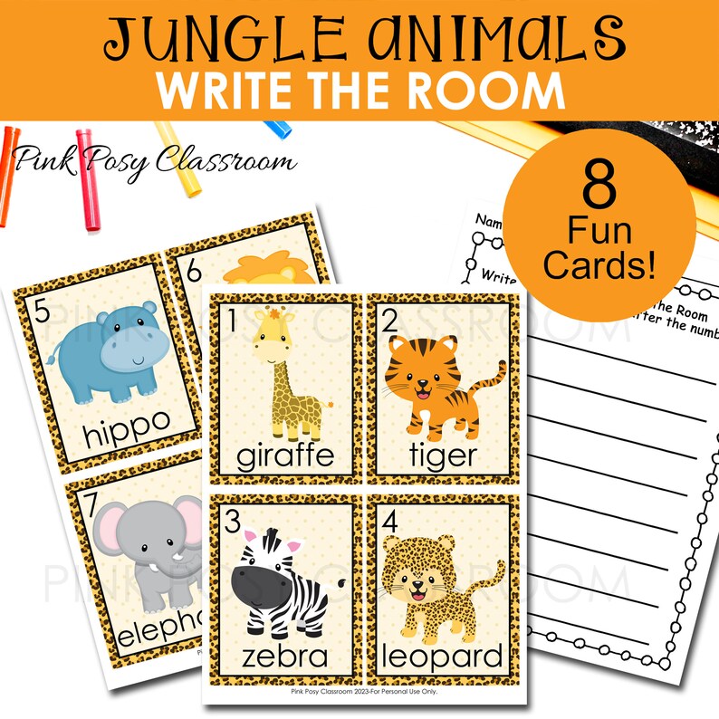 Jungle Animal Vocabulary Cards, Safari Printable, Literacy Center ...