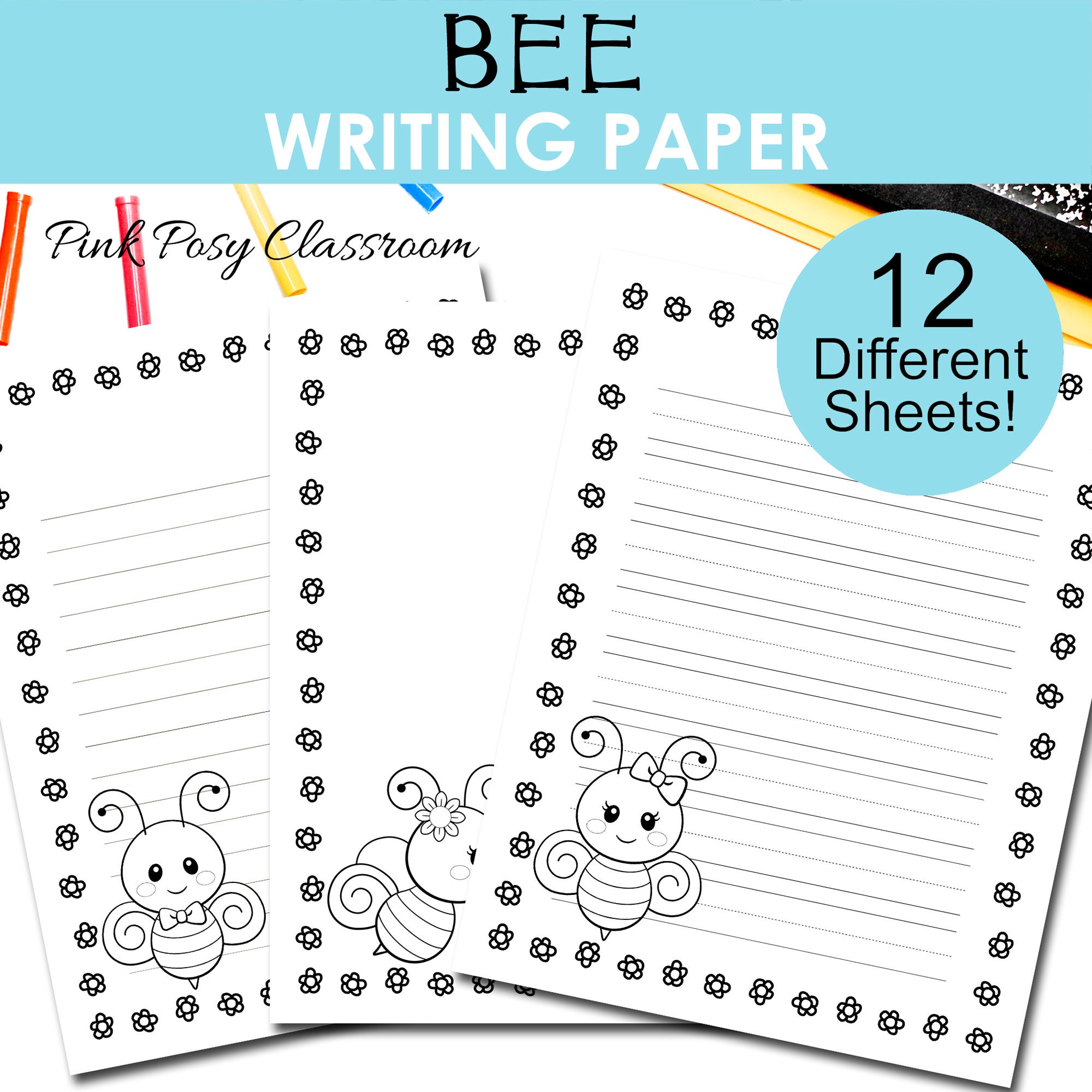 Bee Writing Paper, Bee Stationery, Bee Printable Paper, Bee Lined Paper ...