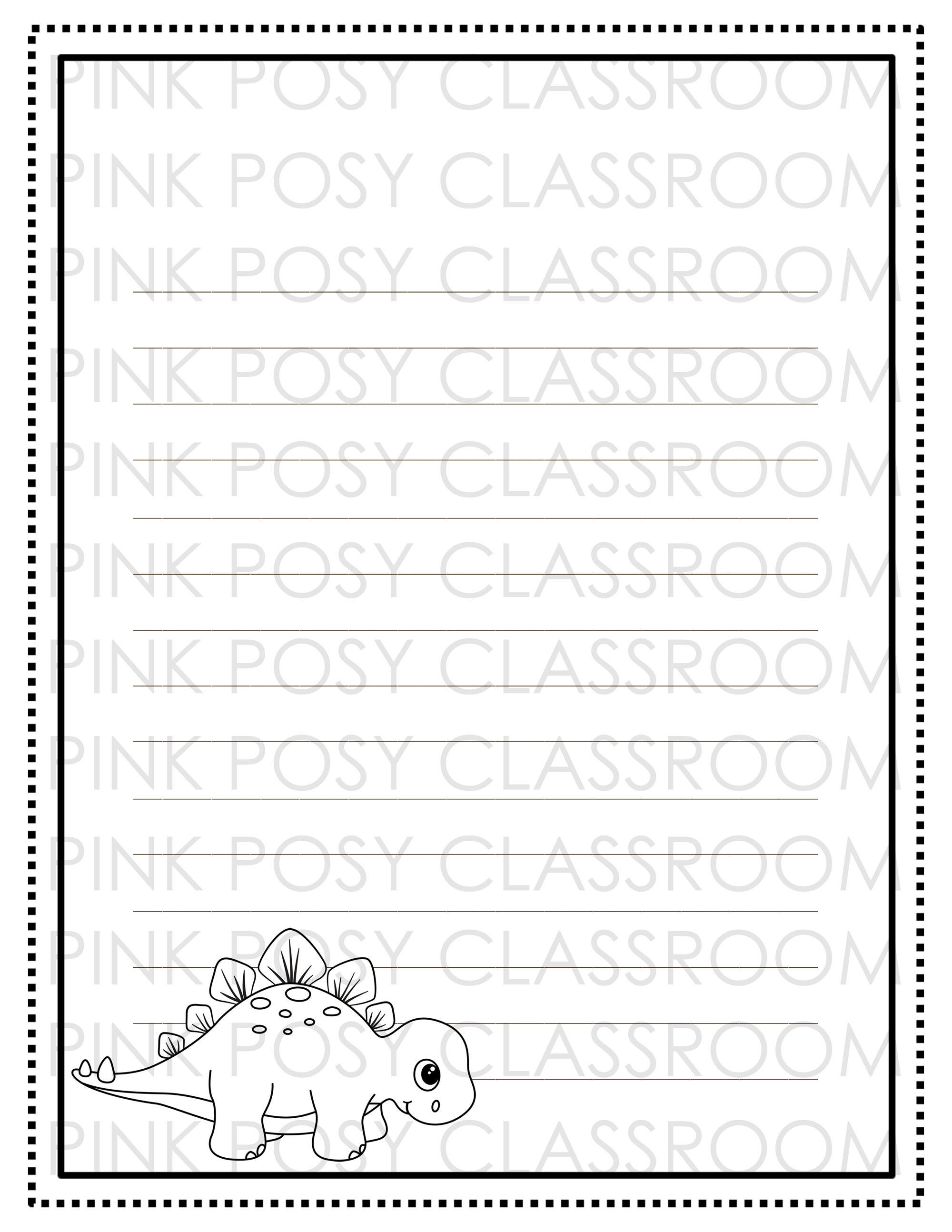 Dinosaur Writing Paper, Dinosaur Stationery, Printable Paper, Lined ...