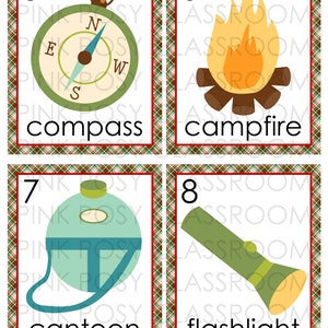 Camping Vocabulary Cards, Camping Printable, Literacy Center, Writing ...