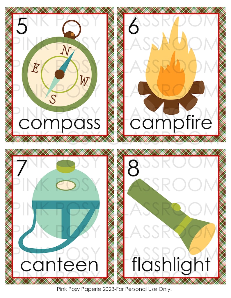 Camping Vocabulary Cards, Camping Printable, Literacy Center, Writing ...