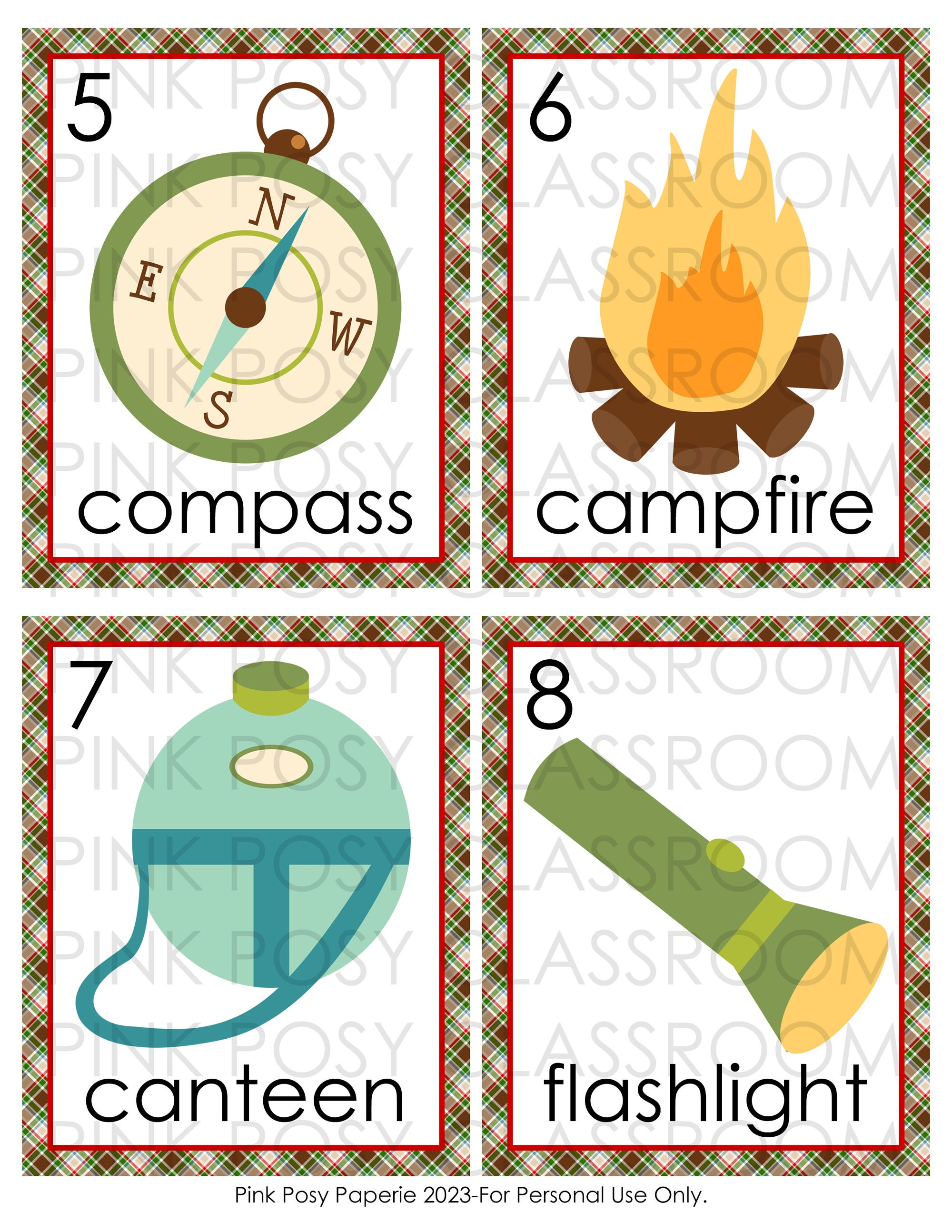 Camping Vocabulary Cards, Camping Printable, Literacy Center, Writing ...