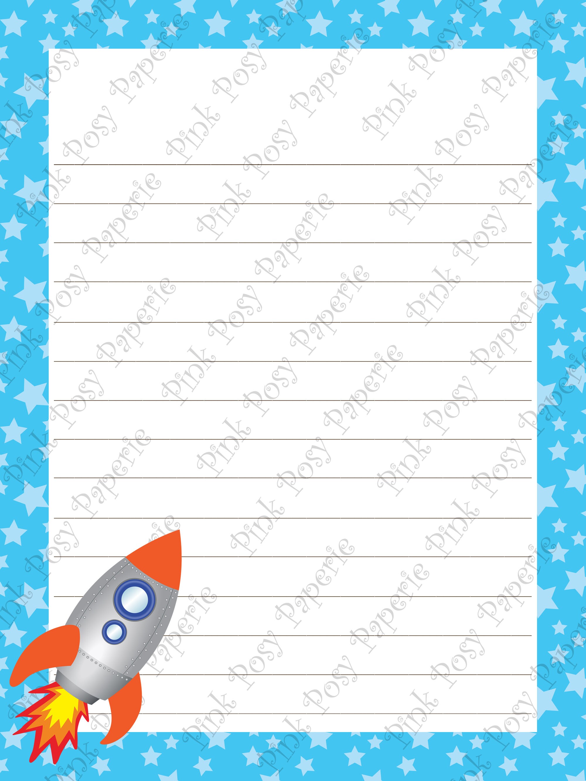 Outerspace Writing Paper, Outer Space Printable Paper, Lined Paper ...