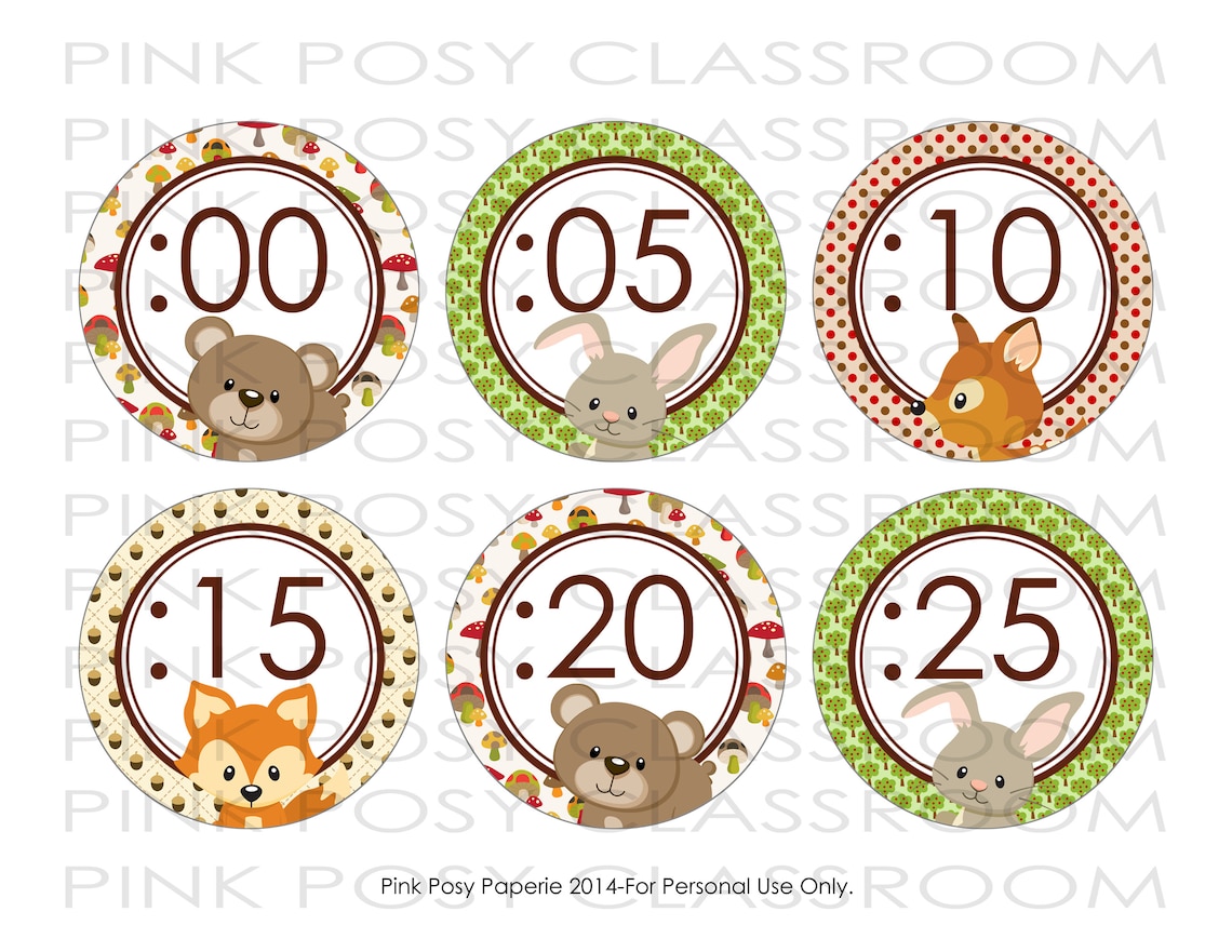 Woodland Clock Number Labels, Classroom Decor, Telling Time, School ...
