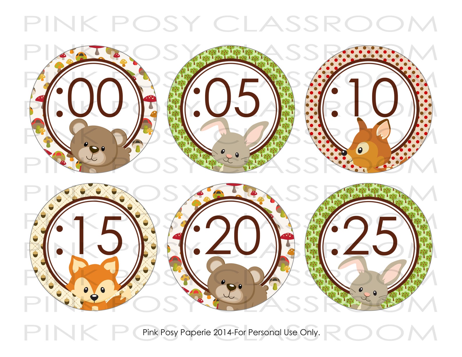 Woodland Clock Number Labels, Classroom Decor, Telling Time, School ...