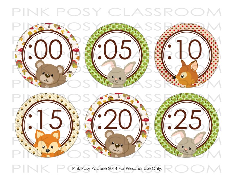 Woodland Clock Number Labels, Classroom Decor, Telling Time, School ...