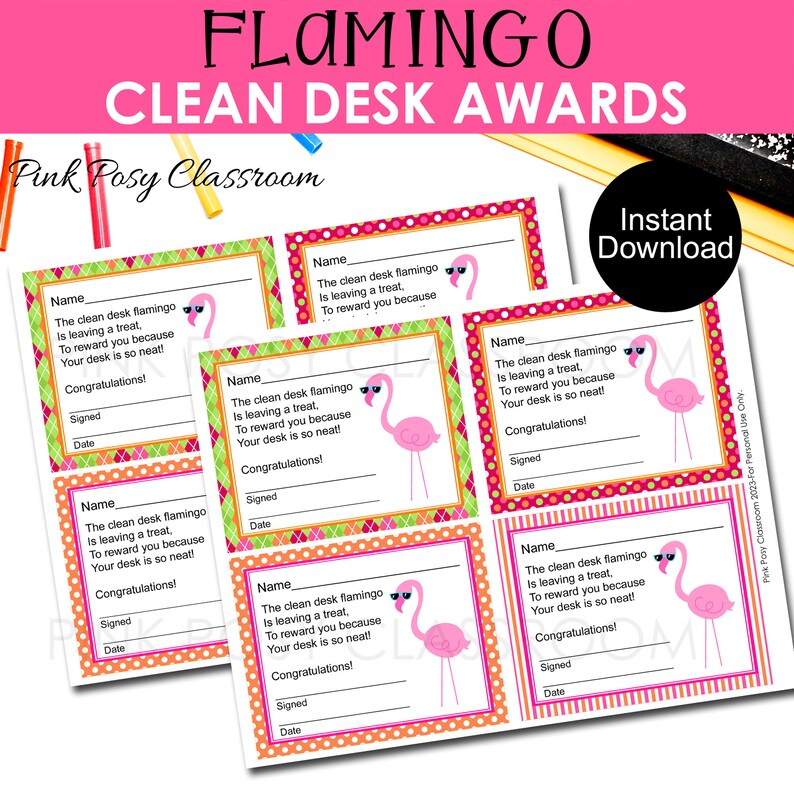 Flamingo Clean Desk Awards, Classroom Managment, Behavior Management ...