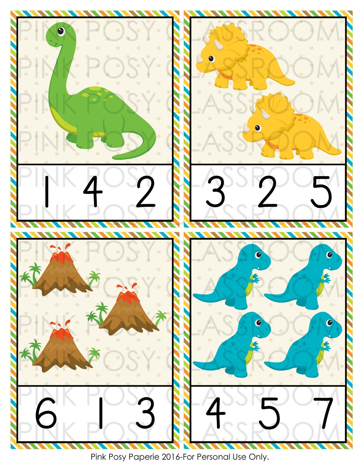 Dinosaur Flash Cards 1 12 Count and Clip Cards Math - Etsy