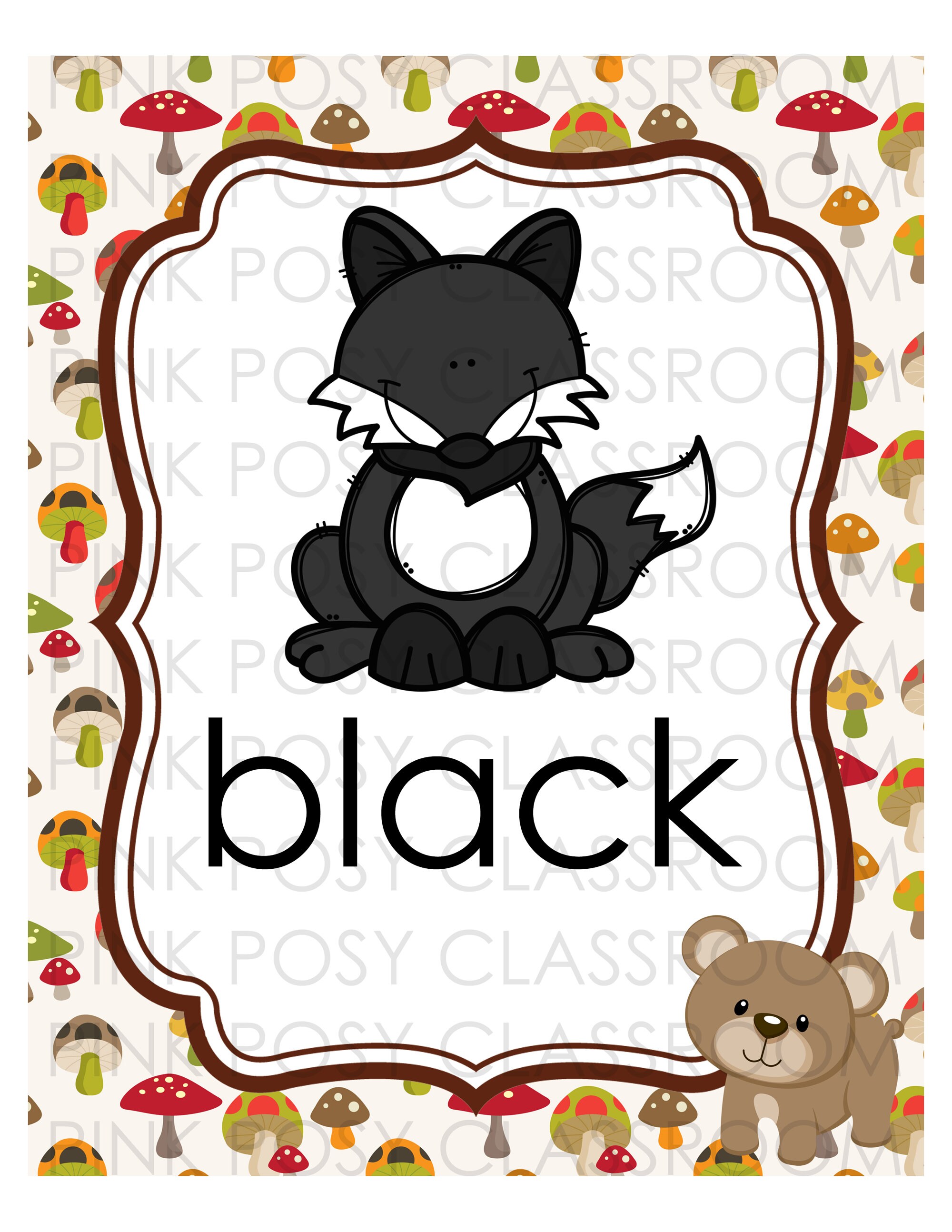 Woodland Color Posters, Colors Recognition, Classroom Decor, Printable ...