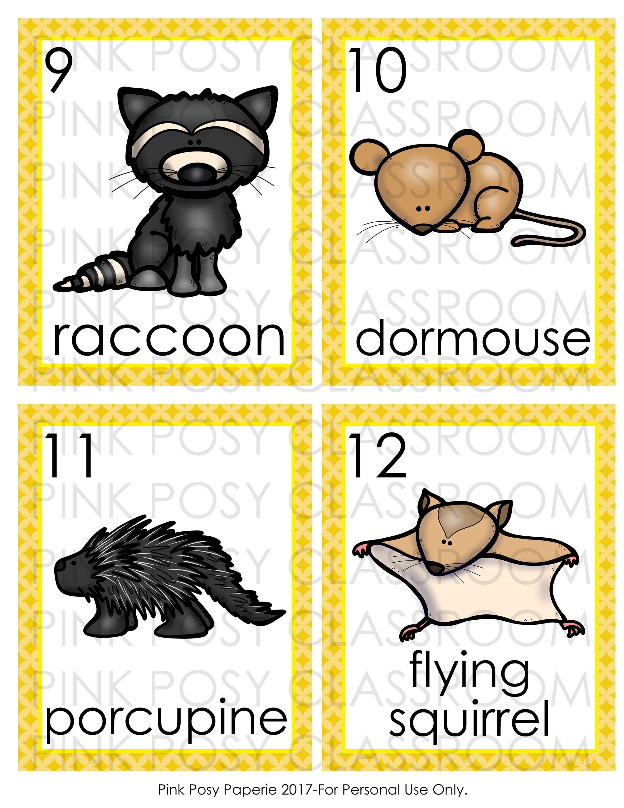 Nocturnal Animals Vocabulary Cards, Nocturnal Animal Printable ...