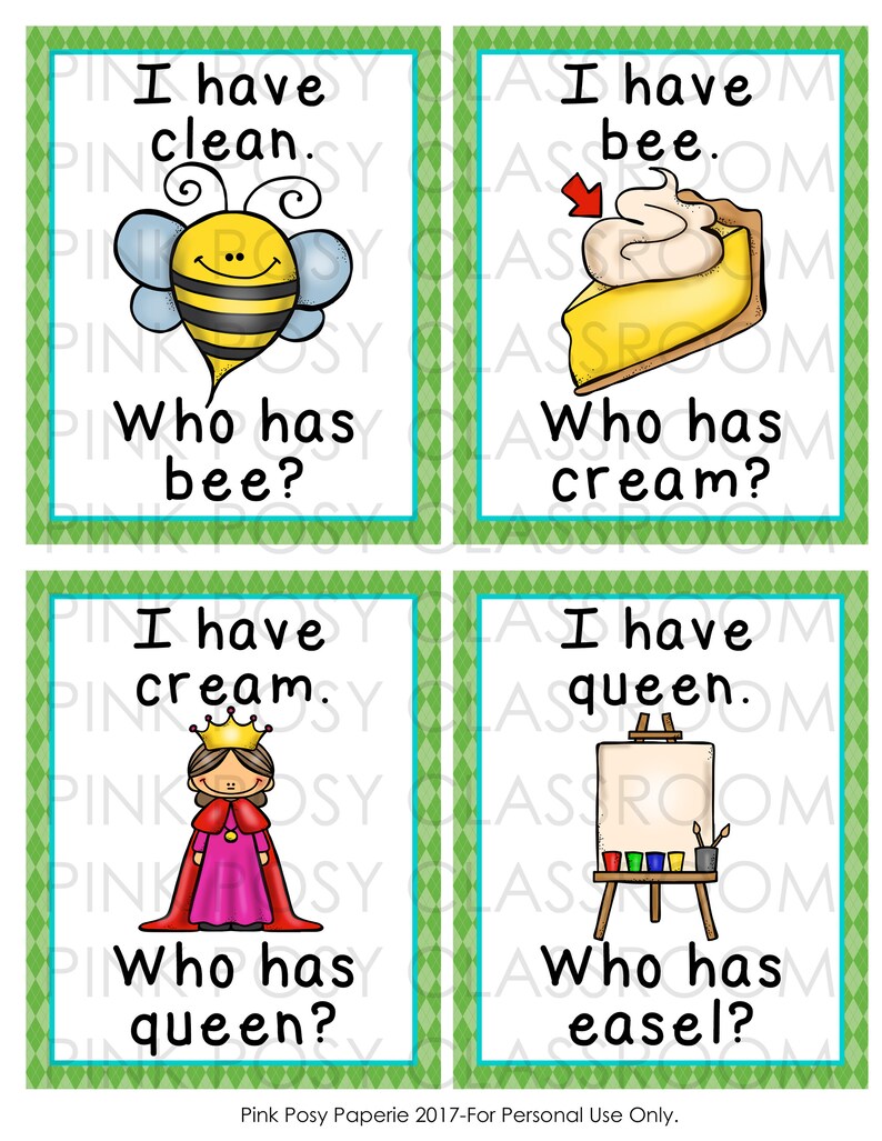 Long E Vowel Teams, I Have Who Has Card Game, Ee and Ea Words, Long ...