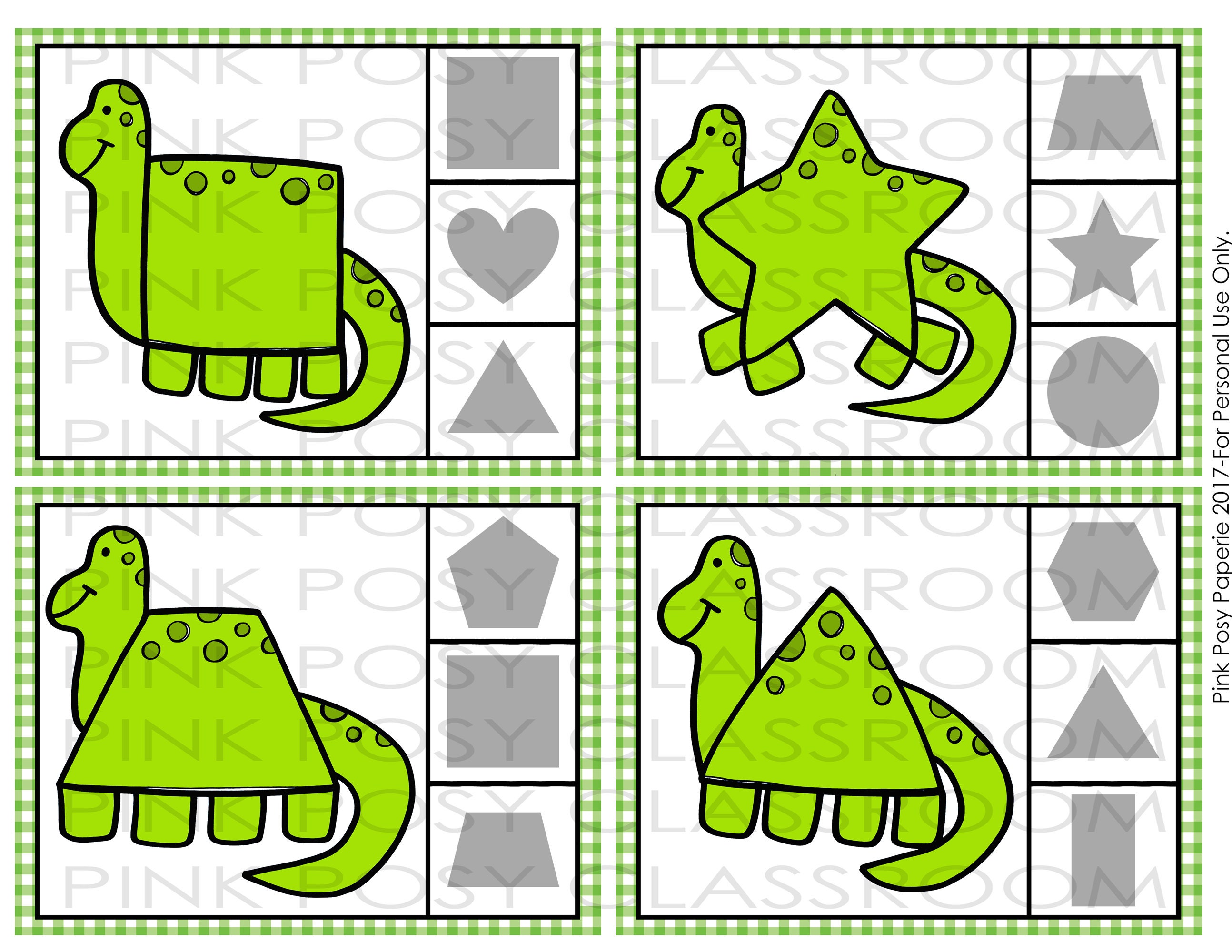 2D Shapes Flashcards Dinosaur Dinosaur Shapes Clip Cards - Etsy