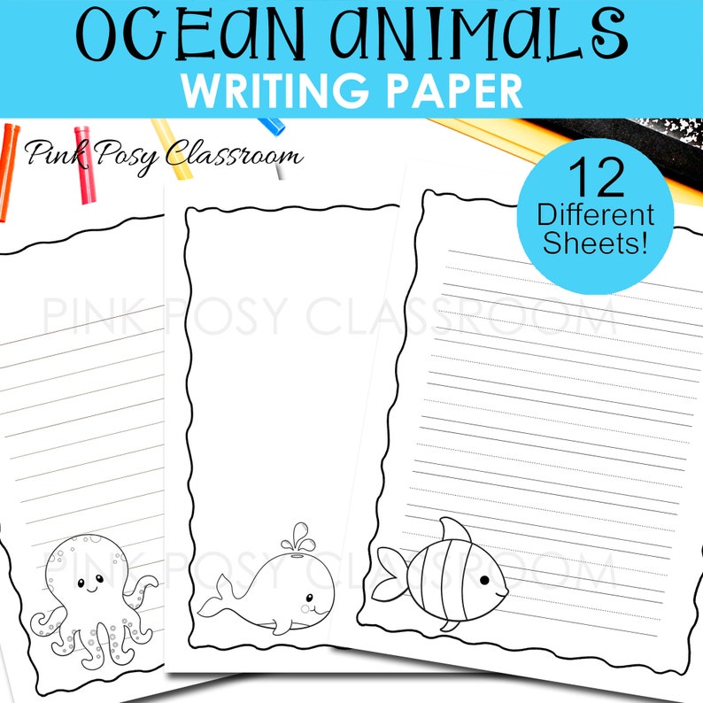 Ocean Animals Writing Paper, Ocean Animals Stationery, Printable Paper ...