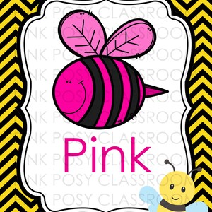 Bee Color Posters, Classroom Decor, Colors Recognition, Printable Color ...