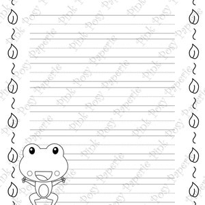 Frog Writing Paper, Frog Stationery, Frog Printable Paper, Frog Lined ...