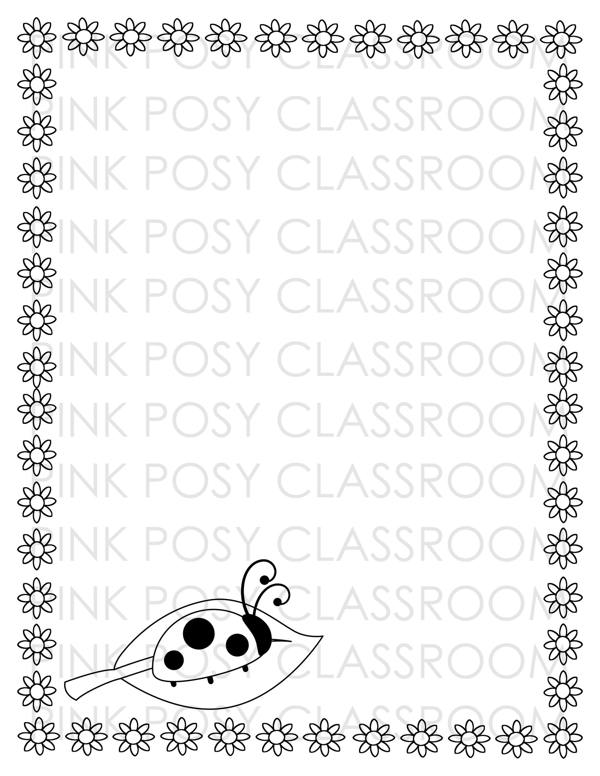 Ladybug Writing Paper, Ladybug Stationery, Printable Paper, Lined Paper ...