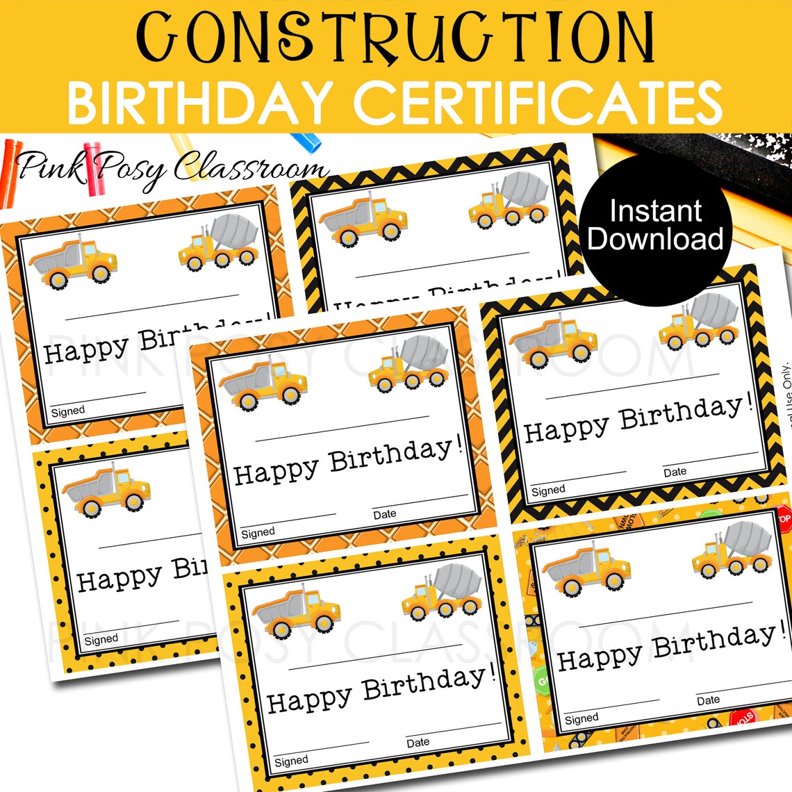 Happy Birthday Certificate, Construction Birthday Certificate ...