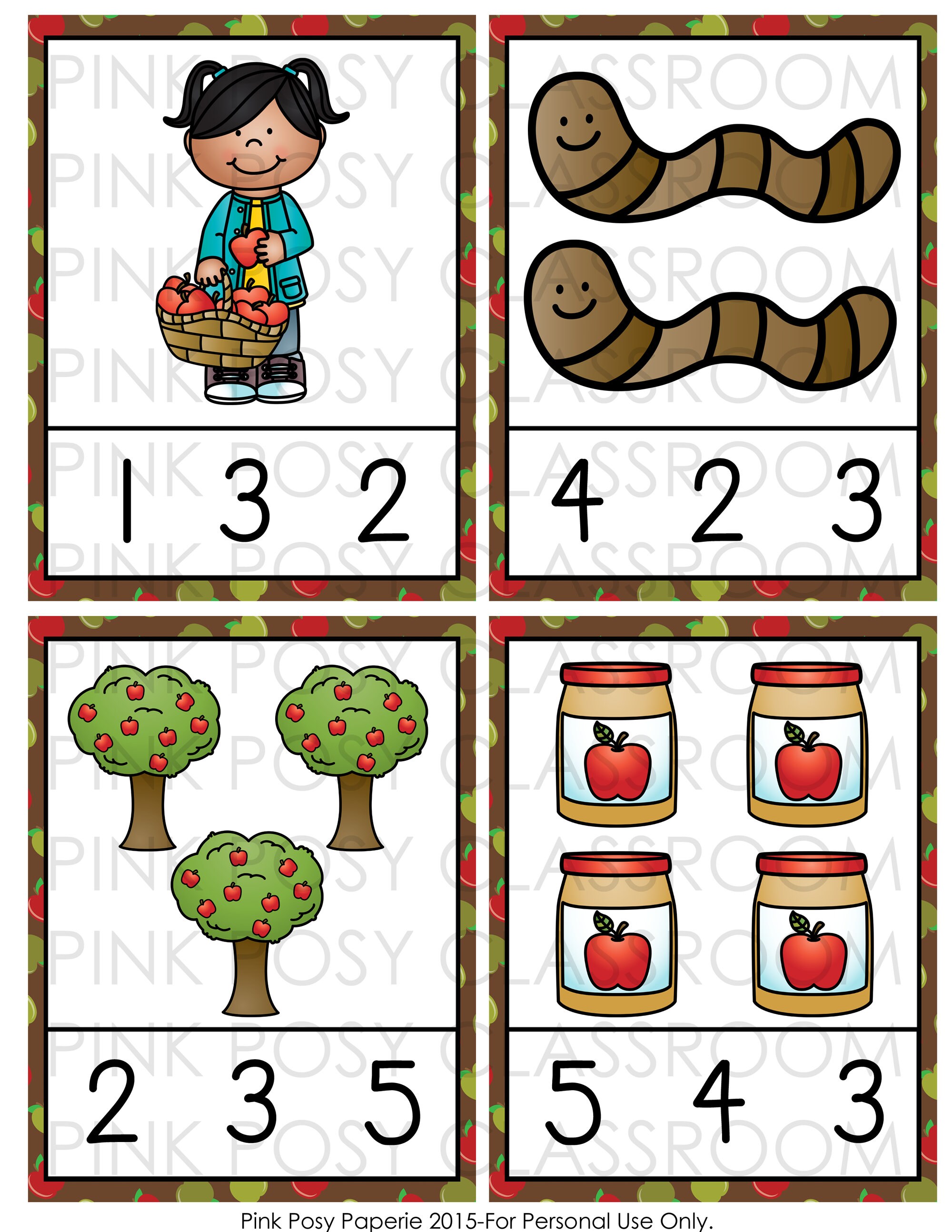 Apple Flash Cards 1 12 Count and Clip Cards Math Center - Etsy