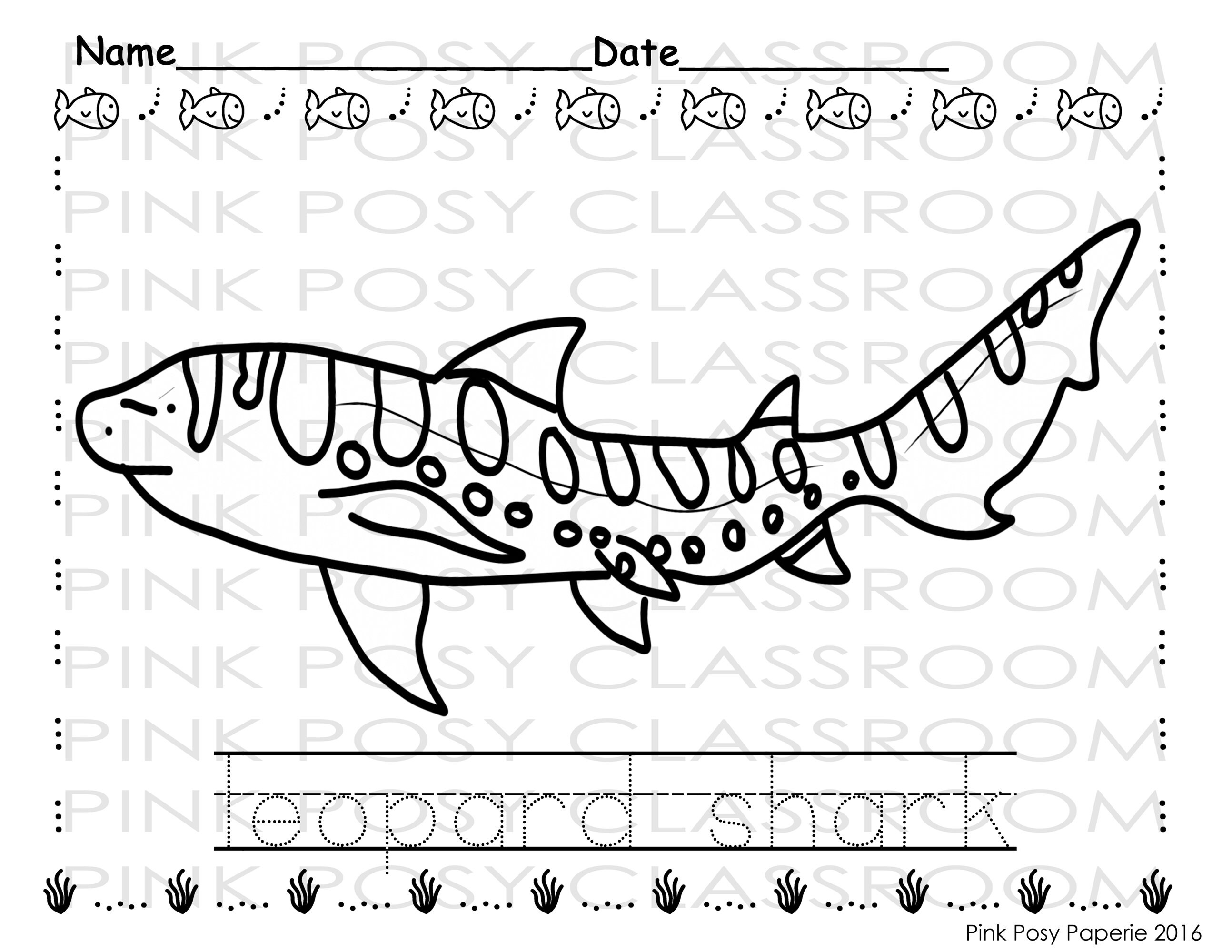 Shark Coloring Pages, Color and Trace the Letters, Printable Shark ...
