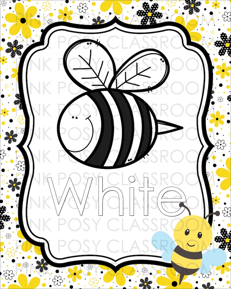 Bee Color Posters, Classroom Decor, Colors Recognition, Printable Color ...