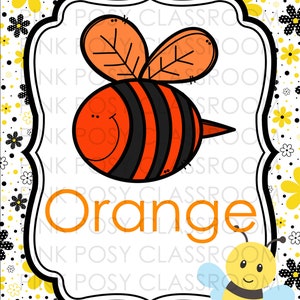 Bee Color Posters, Classroom Decor, Colors Recognition, Printable Color ...