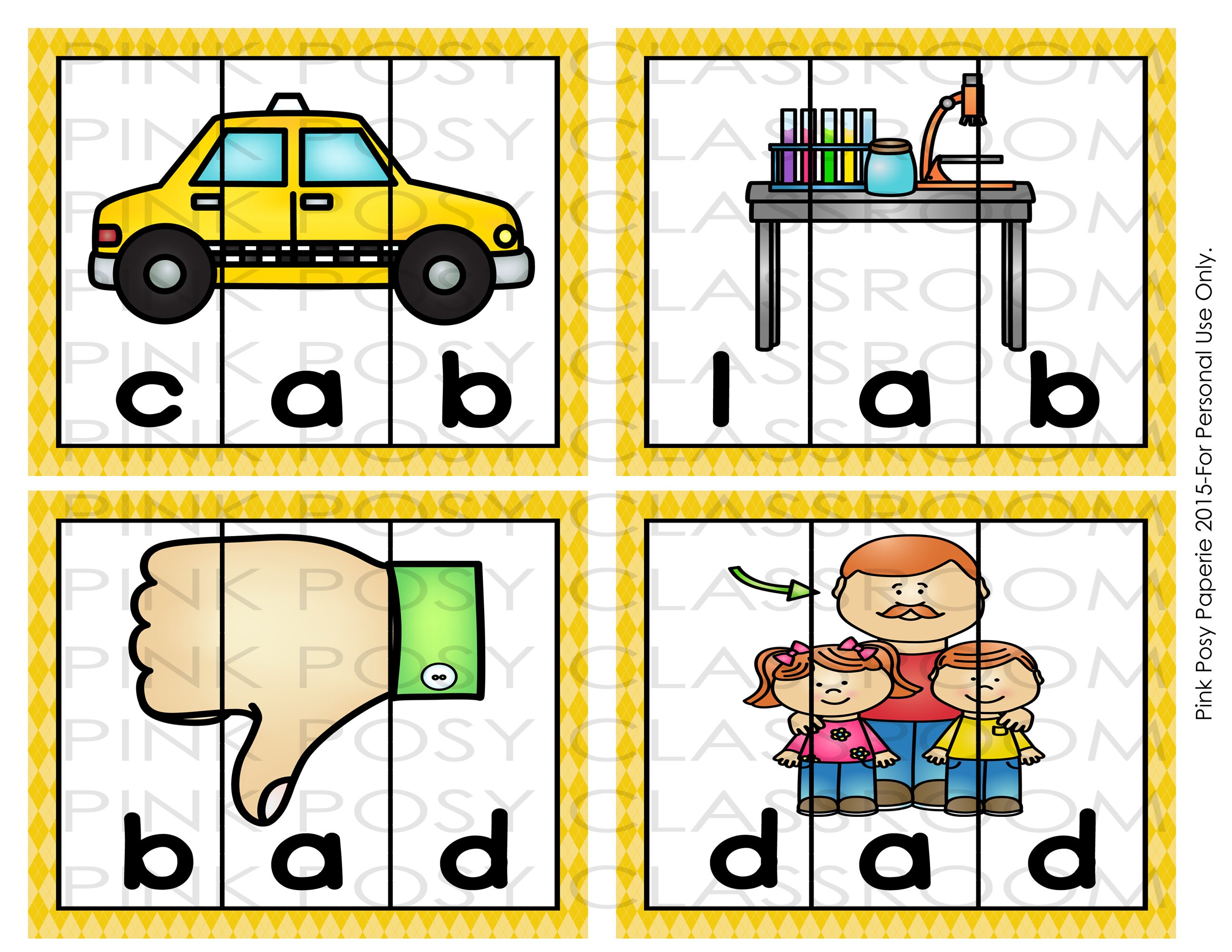 CVC Puzzles Short A Short Vowel Sounds Word Families - Etsy