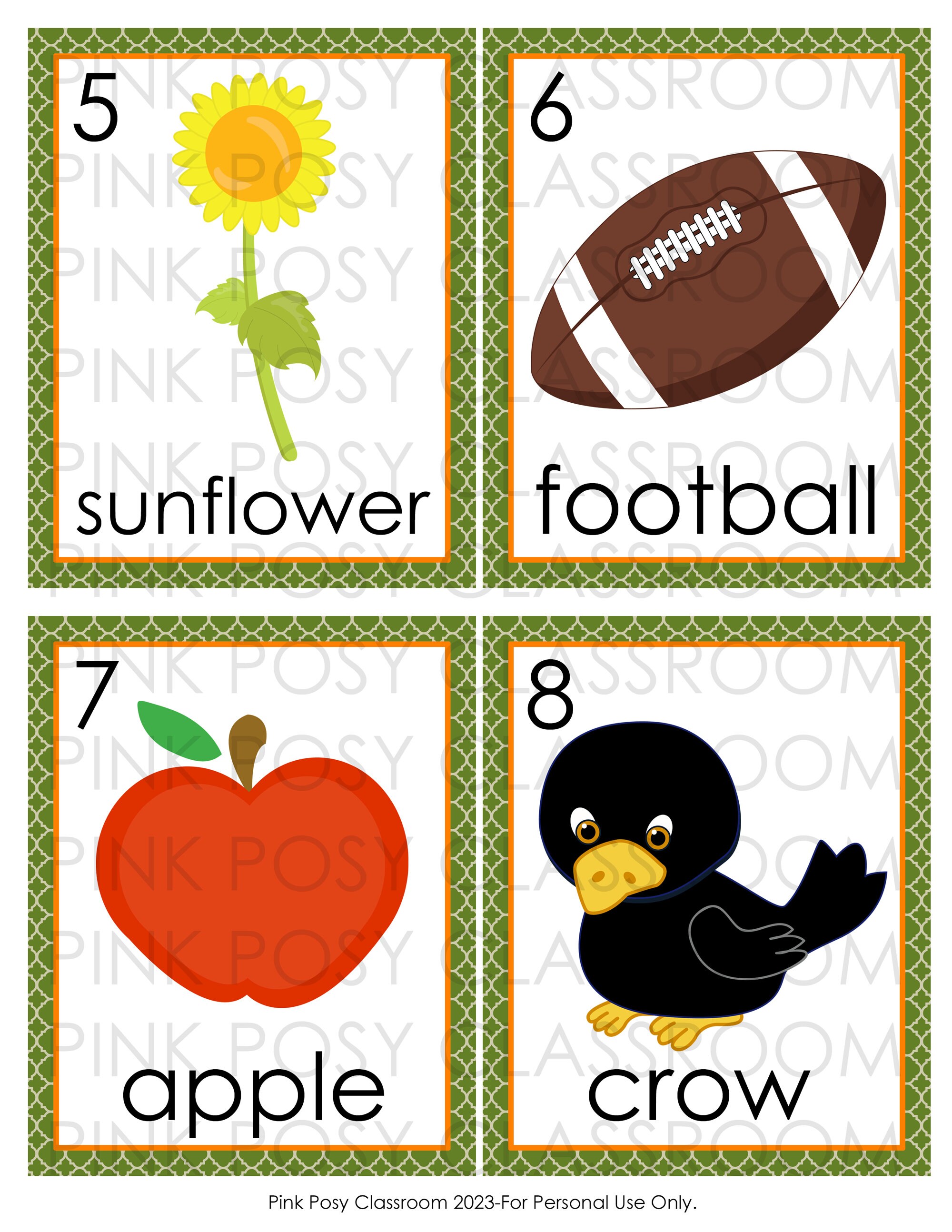 Fall Vocabulary Cards, Autumn Printable, Literacy Center, Writing ...
