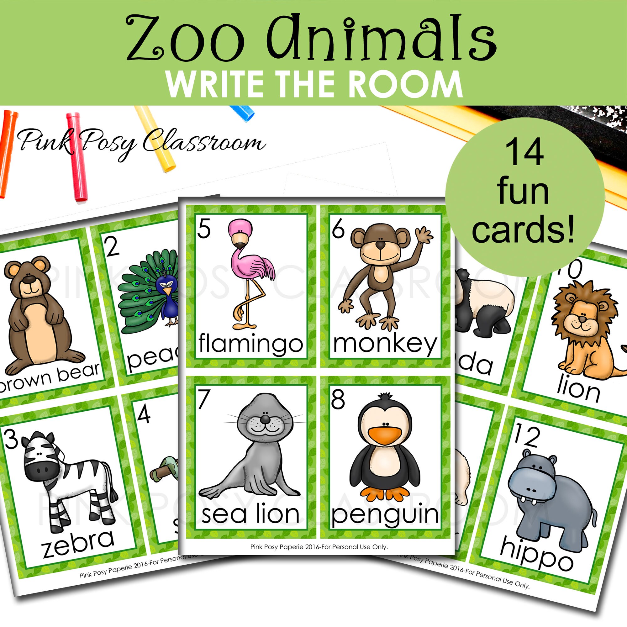 Zoo Animals Vocabulary Cards, Zoo Animal Printable, Literacy Center ...