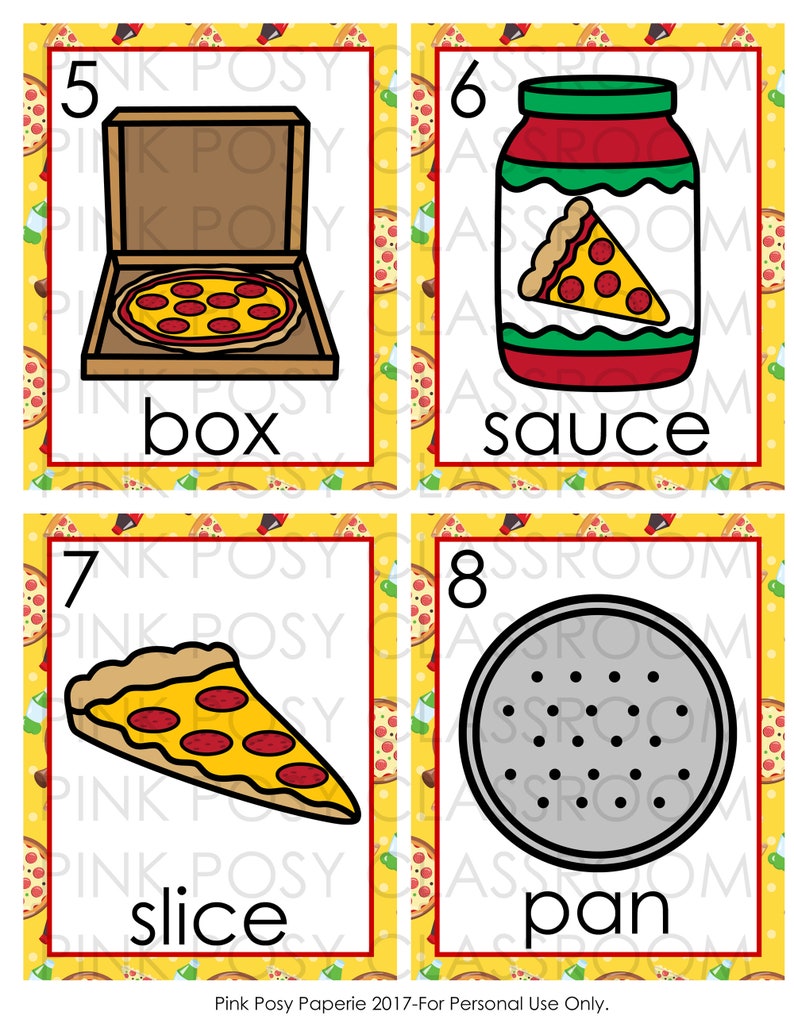 Pizza Vocabulary Cards Pizza Printable Literacy Center - Etsy